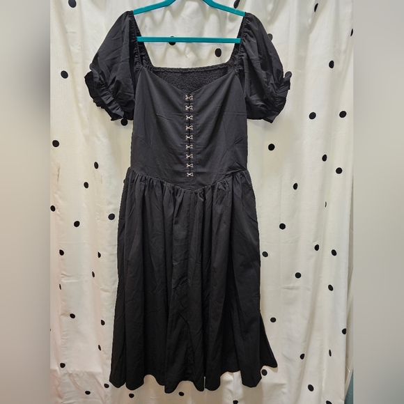 Forest Ink | Dresses | Forest Ink Goth Peasant Style Black Midi Dress ...